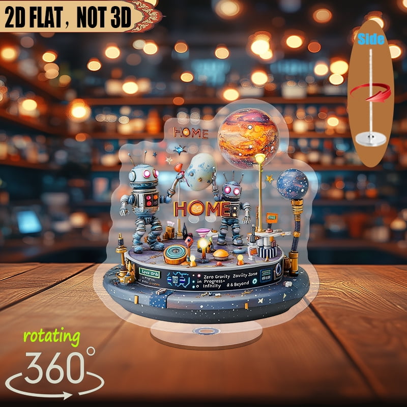 1pc 2d flat Rotating Acrylic Display featuring Joyful Robotic ...