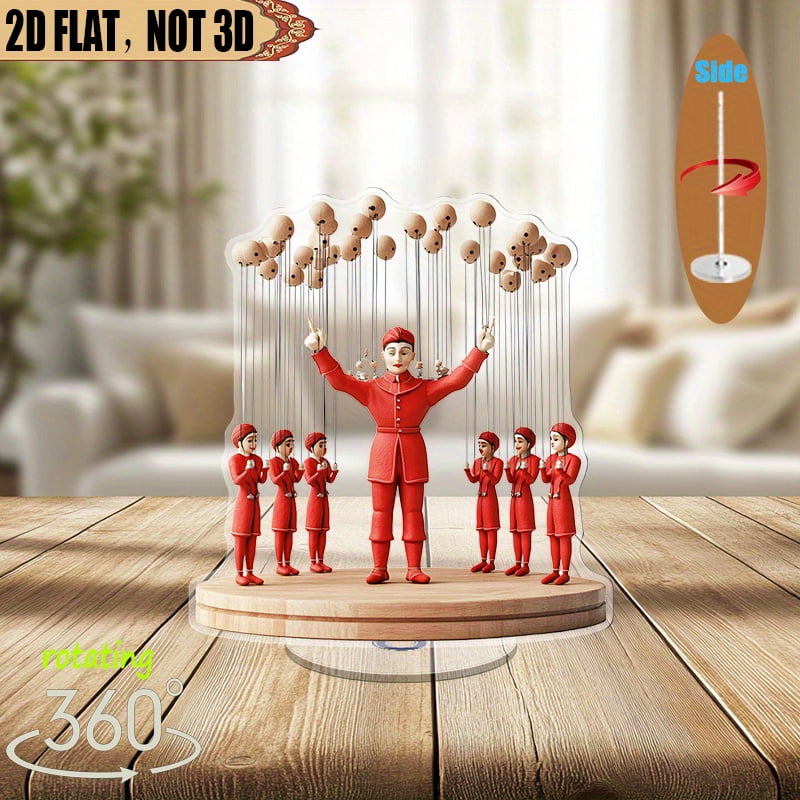 1pc 2d flat Rotating acrylic centerpiece featuring a vibrant puppeteer ...