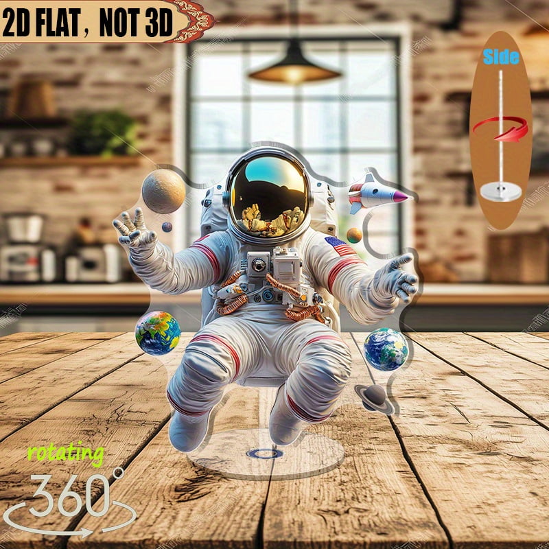 1pc 2d flat Rotating acrylic desktop display featuring a galactic ...