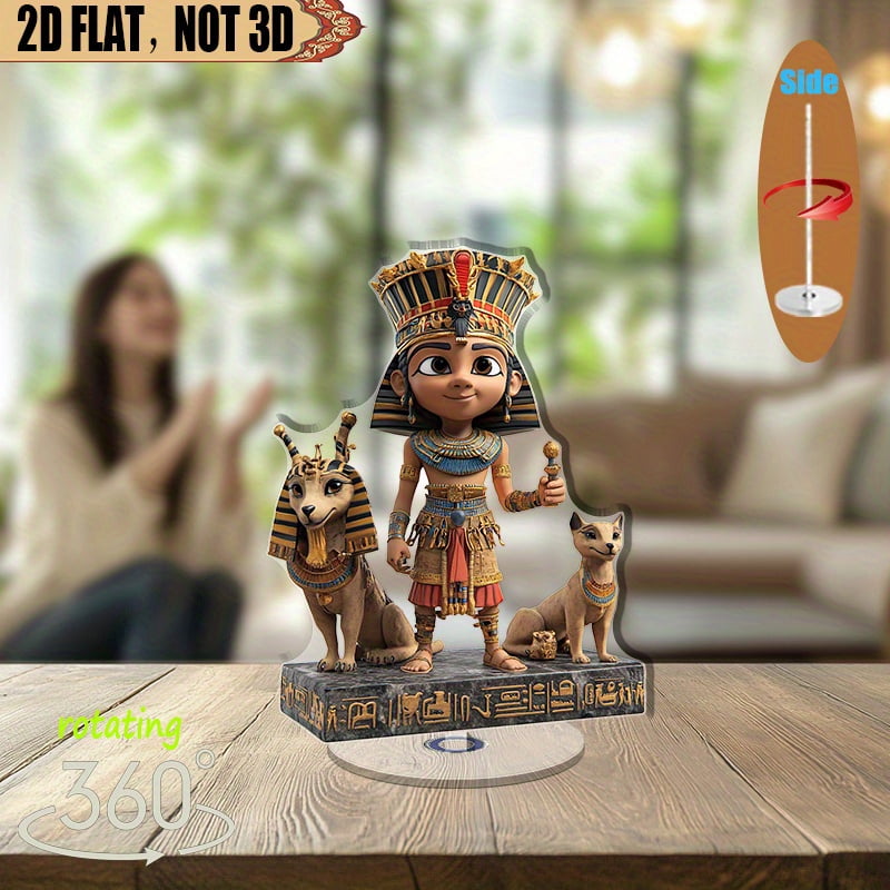 1pc 2d flat Rotating acrylic display features an ancient Egyptian ...