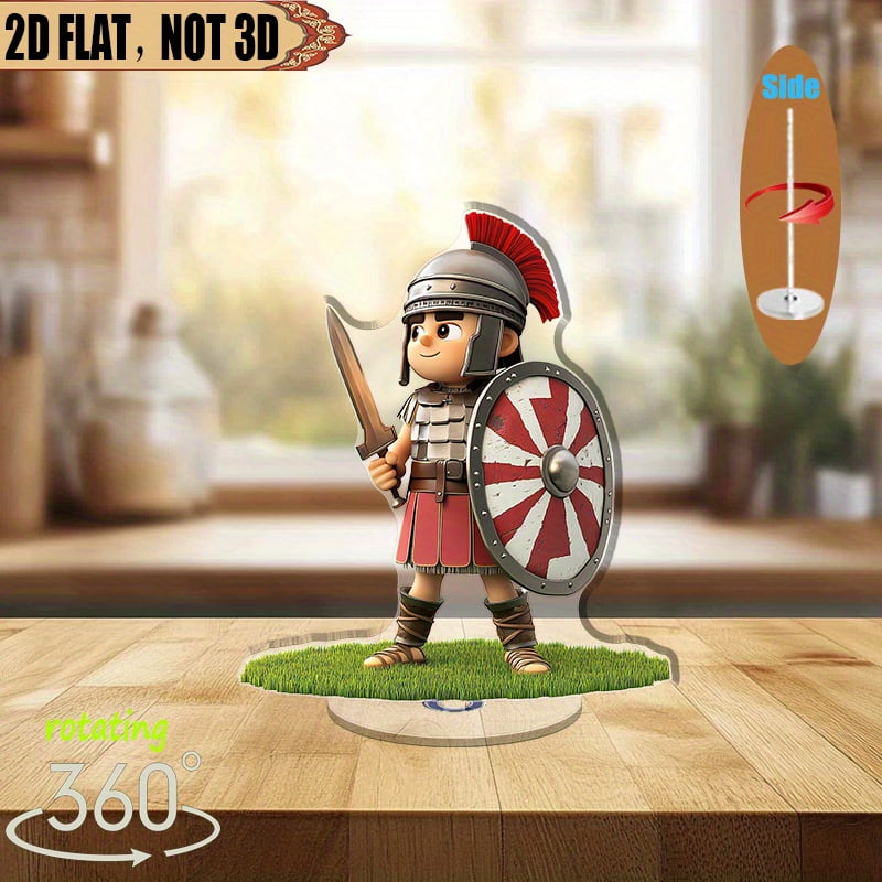 1pc 2d flat Rotating acrylic display featuring a Roman soldier in armor ...