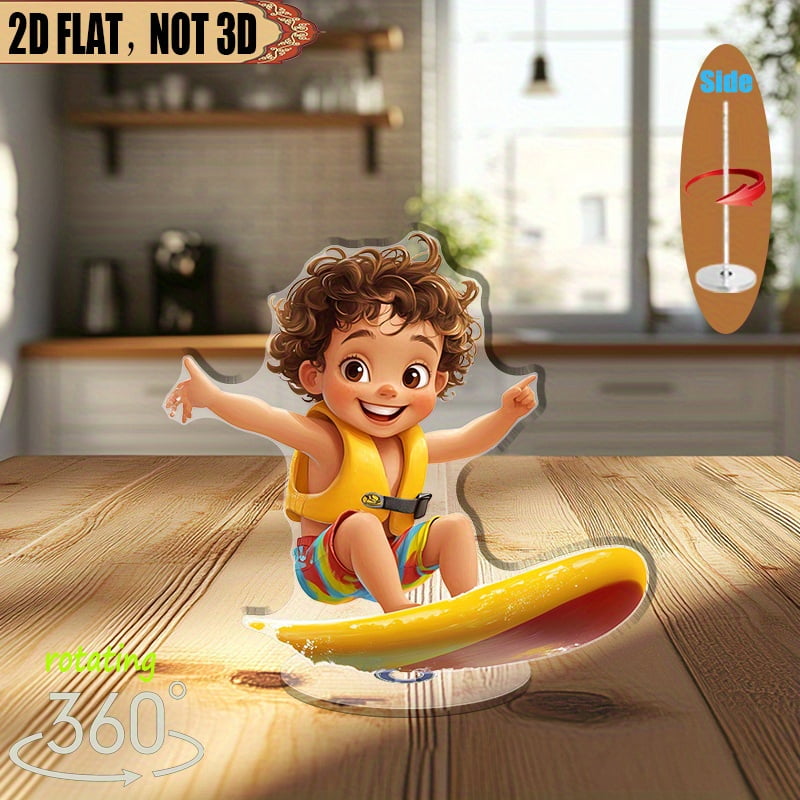 1pc 2d flat Rotating acrylic display featuring a joyful figure on a ...