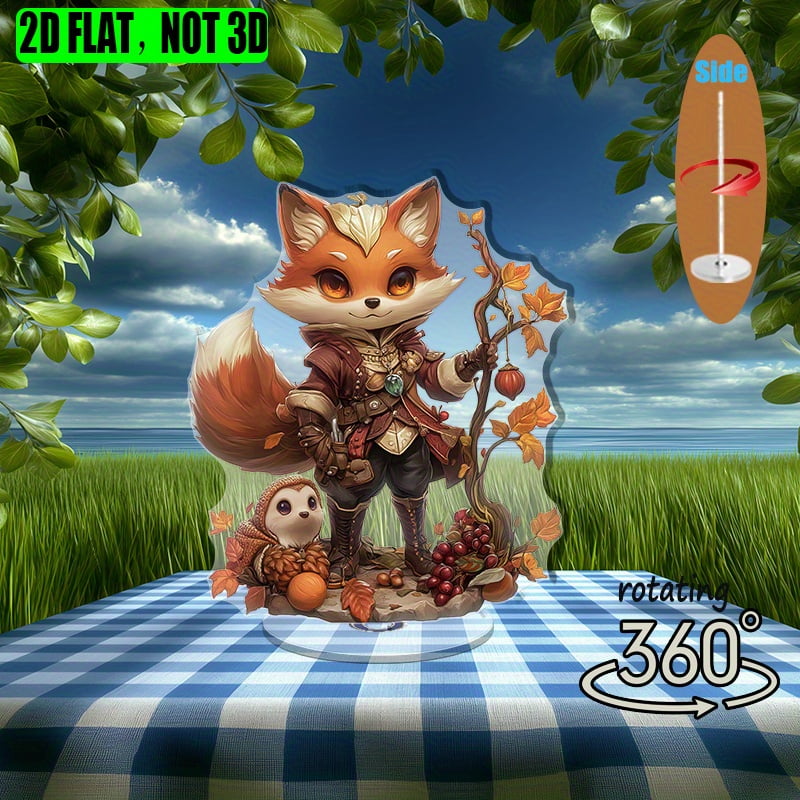 1pc 2d flat Rotating acrylic display featuring a noble fox guardian ...