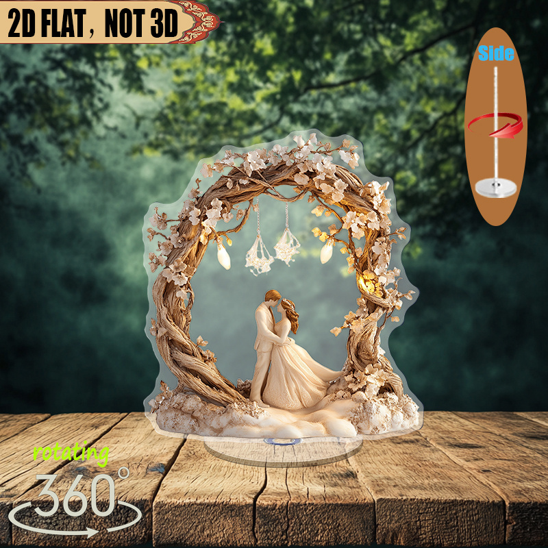 1pc 2d flat Rotating acrylic display featuring a nuptial arch with ...