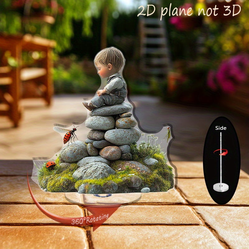 1pc 2d flat Rotating acrylic display featuring a playful scene of a ...