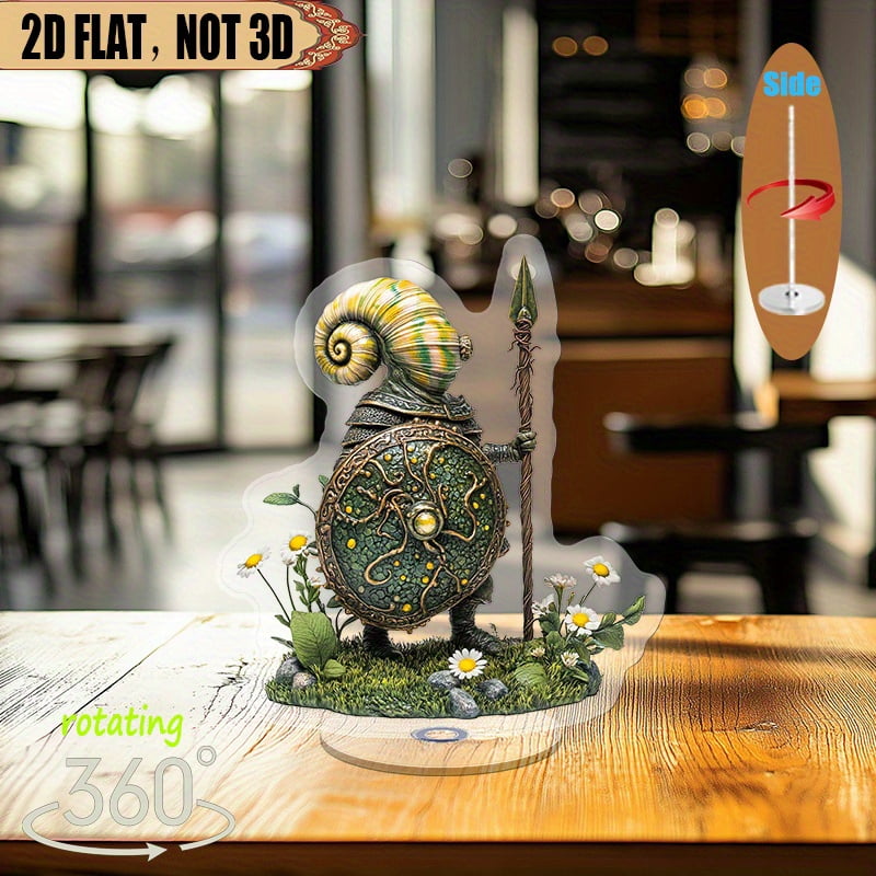 1pc 2d flat Rotating acrylic display featuring a snail knight with a ...
