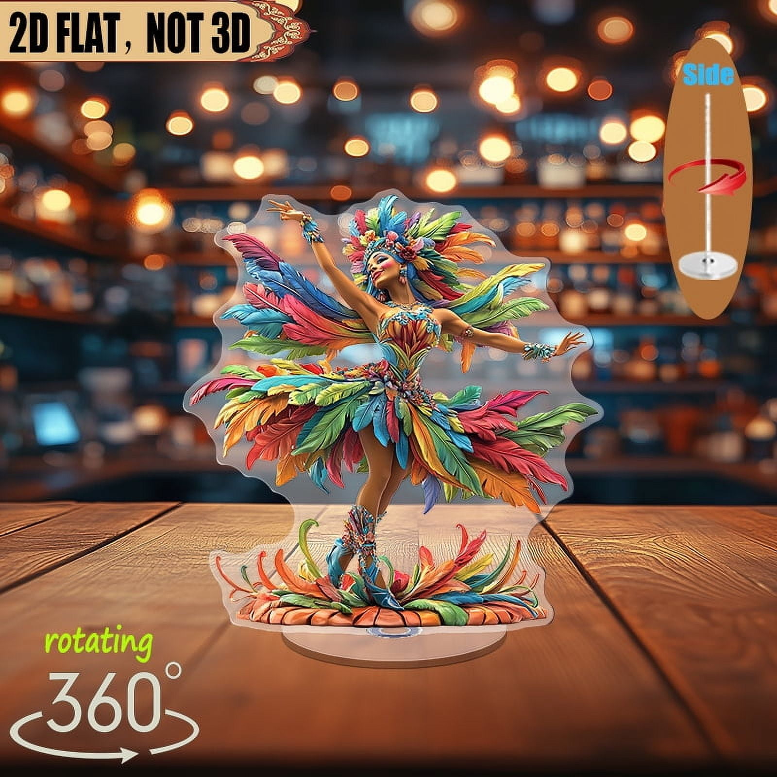 1pc 2d flat Rotating acrylic display featuring a vibrant Brazilian ...