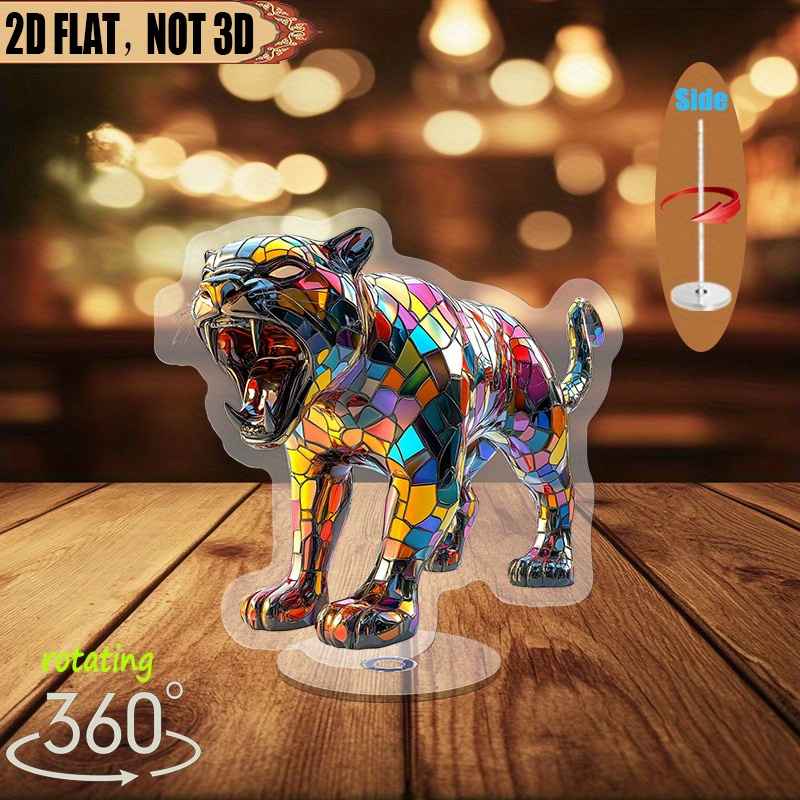 1pc 2d flat Rotating acrylic display featuring a vibrant panther ...