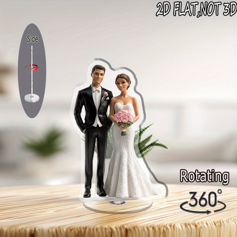 1pc 2d flat Rotating acrylic display featuring an ultra-realistic bride ...