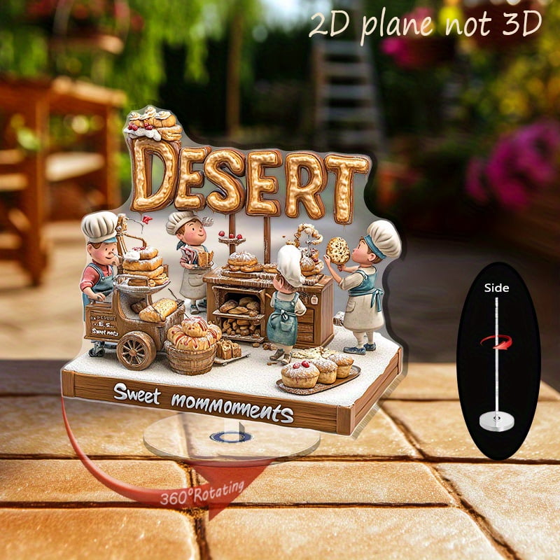 1pc 2d flat Rotating acrylic display featuring animated bakers crafting ...