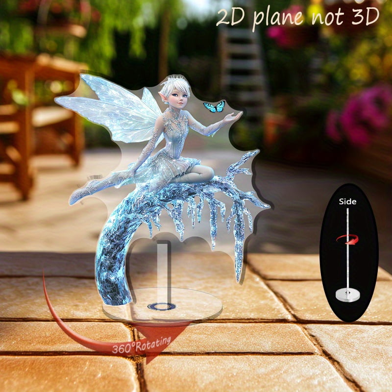 1pc 2d flat Rotating acrylic display featuring an arctic fairy with ...