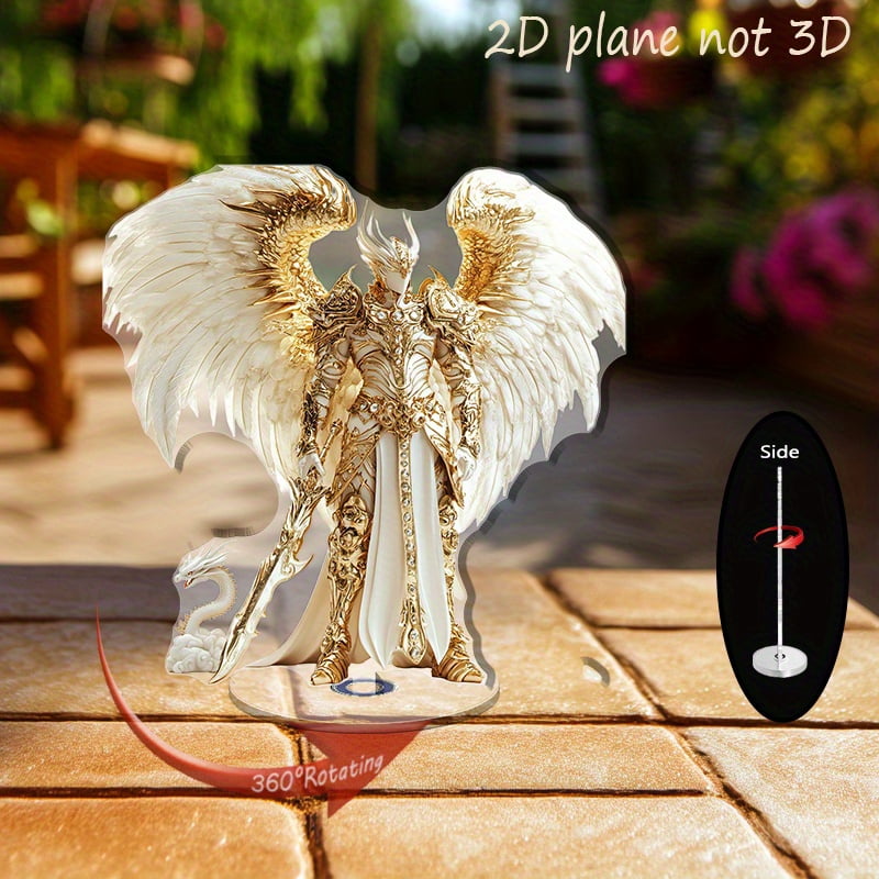 1pc 2d flat Rotating acrylic display featuring a celestial knight in ...