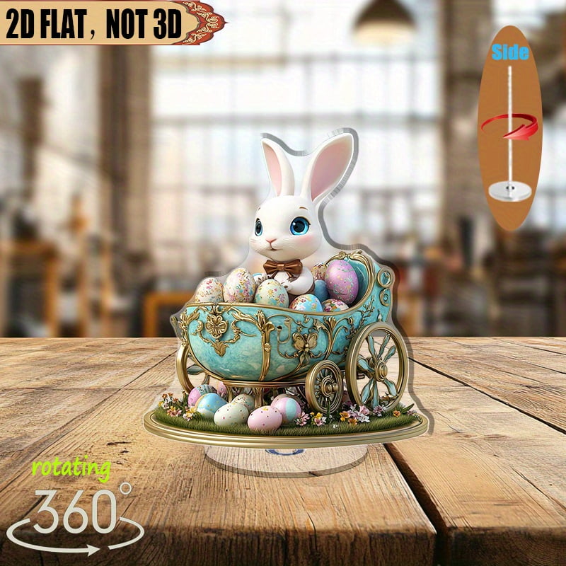 1pc 2d flat Rotating acrylic display featuring charming rabbit in ...