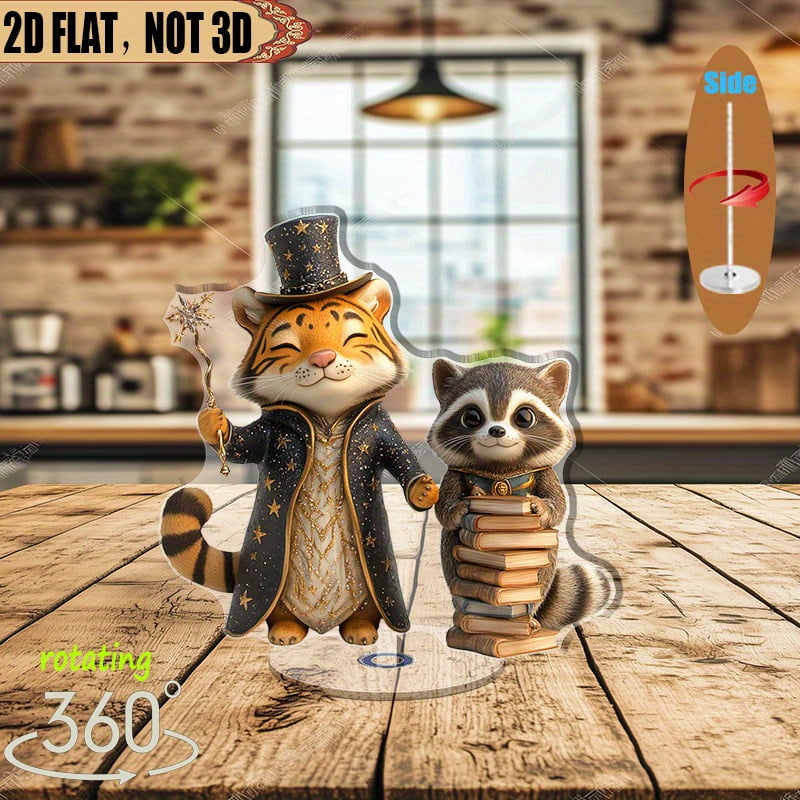 1pc 2d flat Rotating acrylic display featuring a charming tiger ...