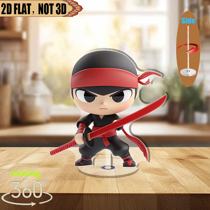 1pc 2d flat Rotating acrylic display featuring a chibi ninja holding a ...
