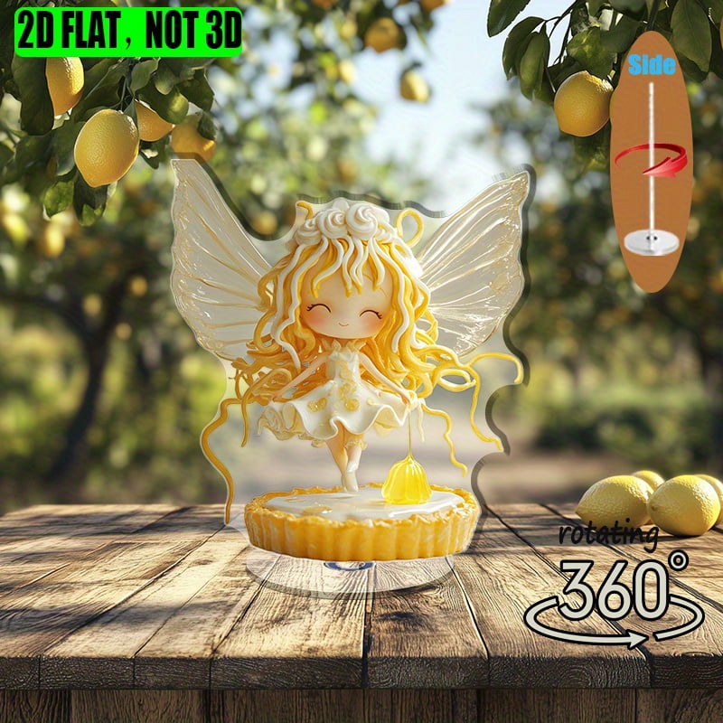 1pc 2d flat Rotating acrylic display featuring a dessert fairy with ...