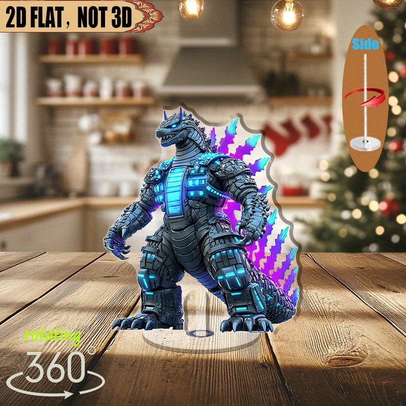 1pc 2d flat Rotating acrylic display featuring a detailed futuristic ...