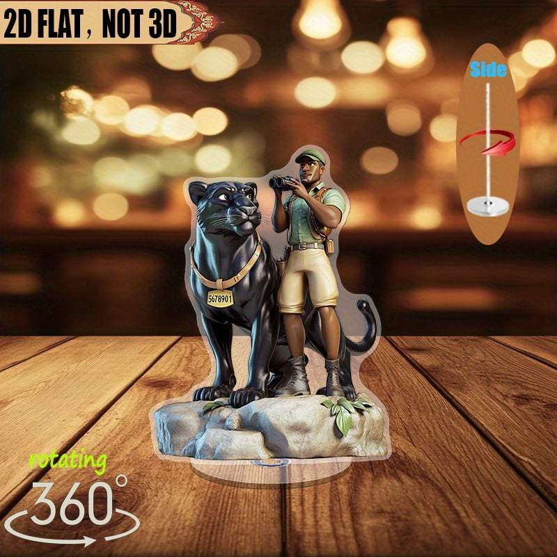 1pc 2d flat Rotating acrylic display featuring a detailed statue of a ...