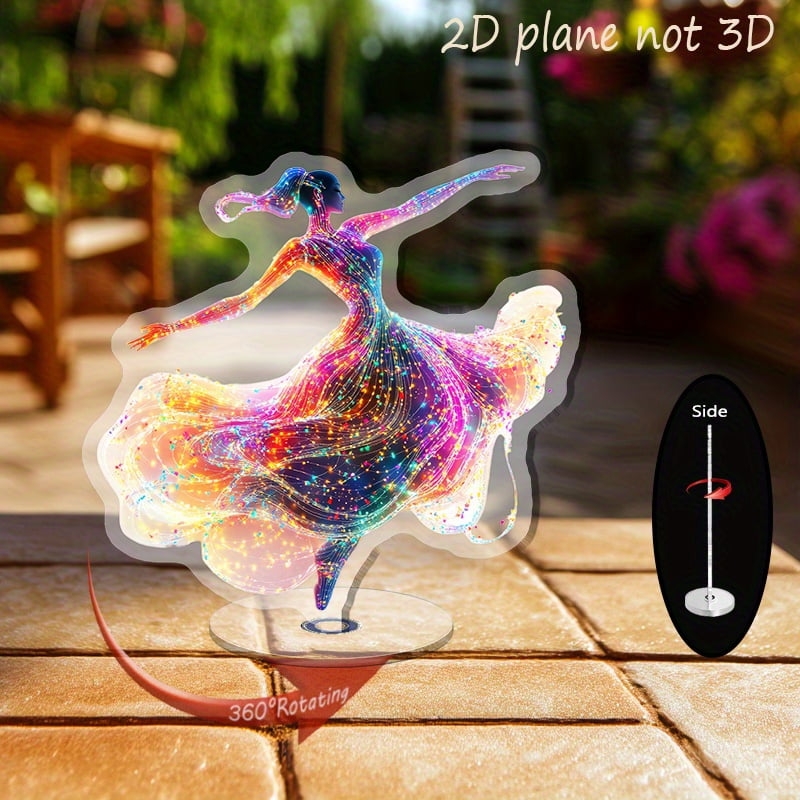 1pc 2d flat Rotating acrylic display featuring an elegant dancer with a ...