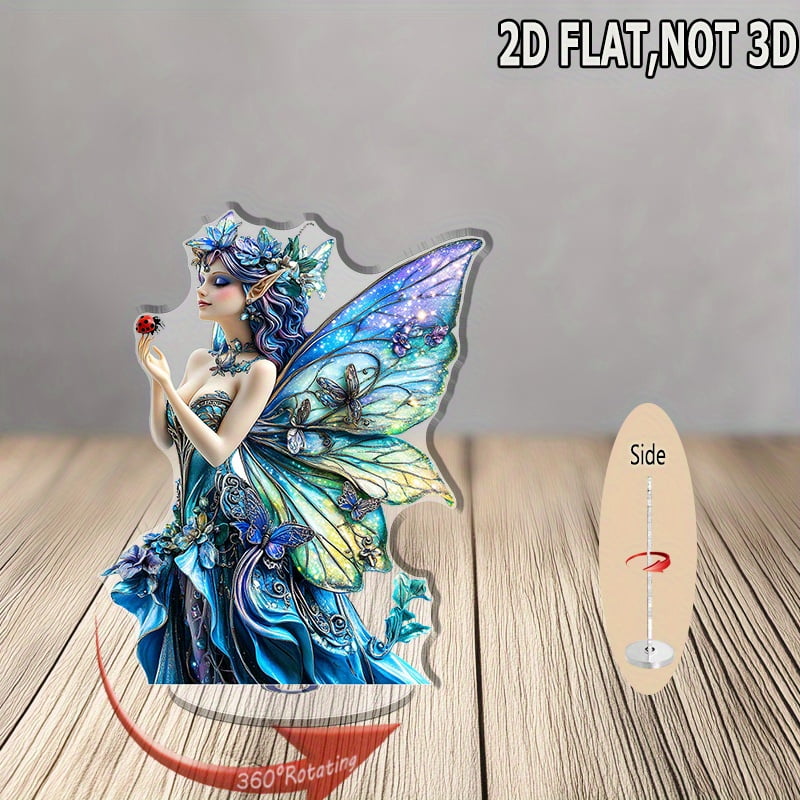 1pc 2d flat Rotating acrylic display featuring an enchanting fairy ...