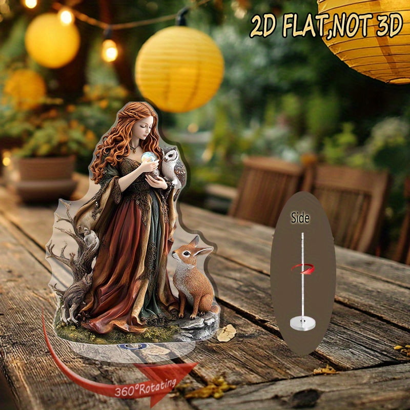 1pc 2d flat Rotating acrylic display featuring enchanting sorceresses ...
