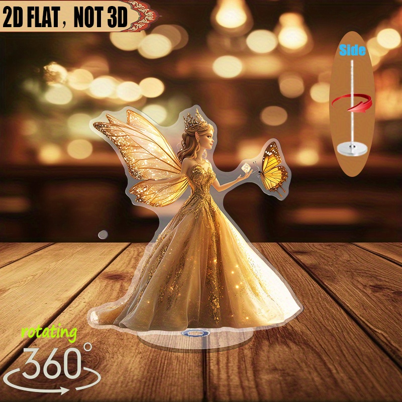 1pc 2d flat Rotating acrylic display featuring a fairy queen with ...