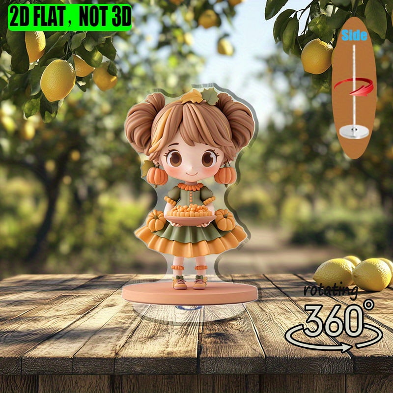 1pc 2d flat Rotating acrylic display featuring a girl in a layered ...