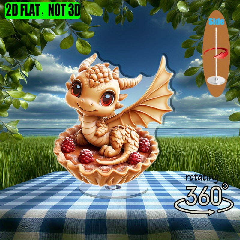 1pc 2d flat Rotating acrylic display featuring a golden-brown pie crust ...