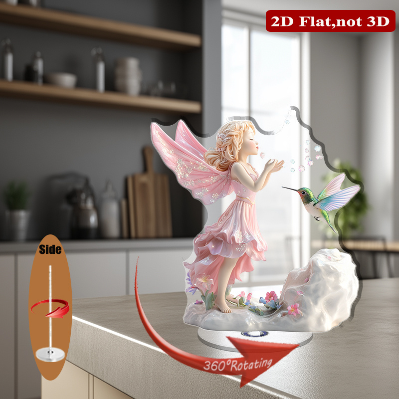 1pc 2d flat Rotating acrylic display featuring a joyful pixie girl with ...