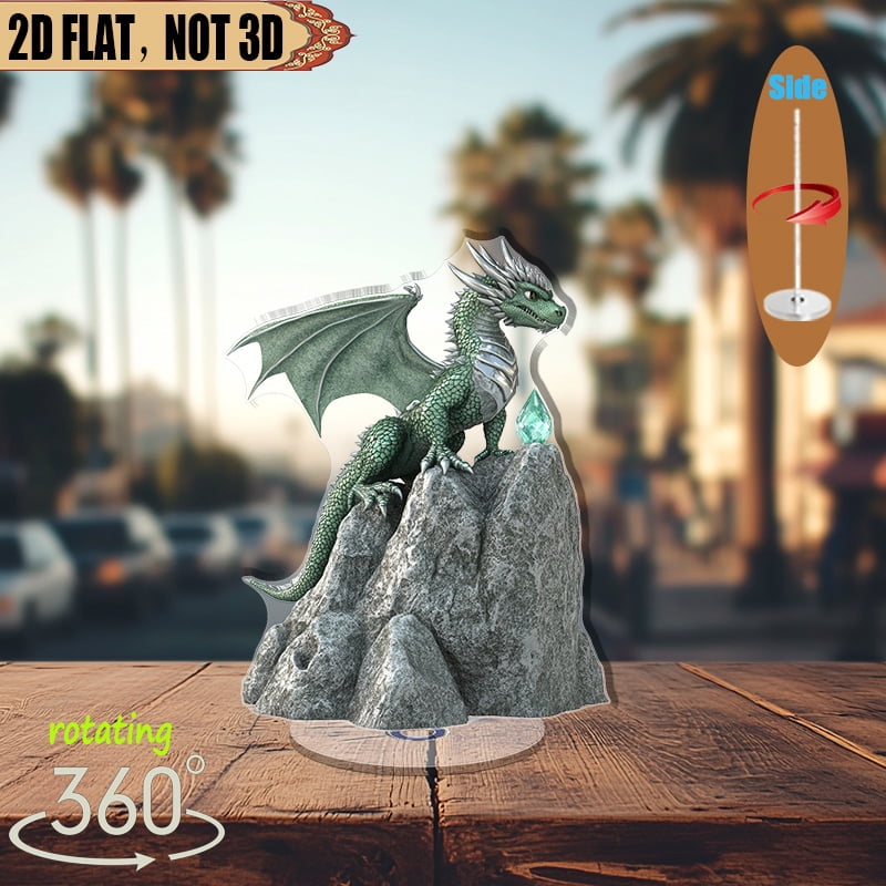 1pc 2d flat Rotating acrylic display featuring a majestic dragon with ...