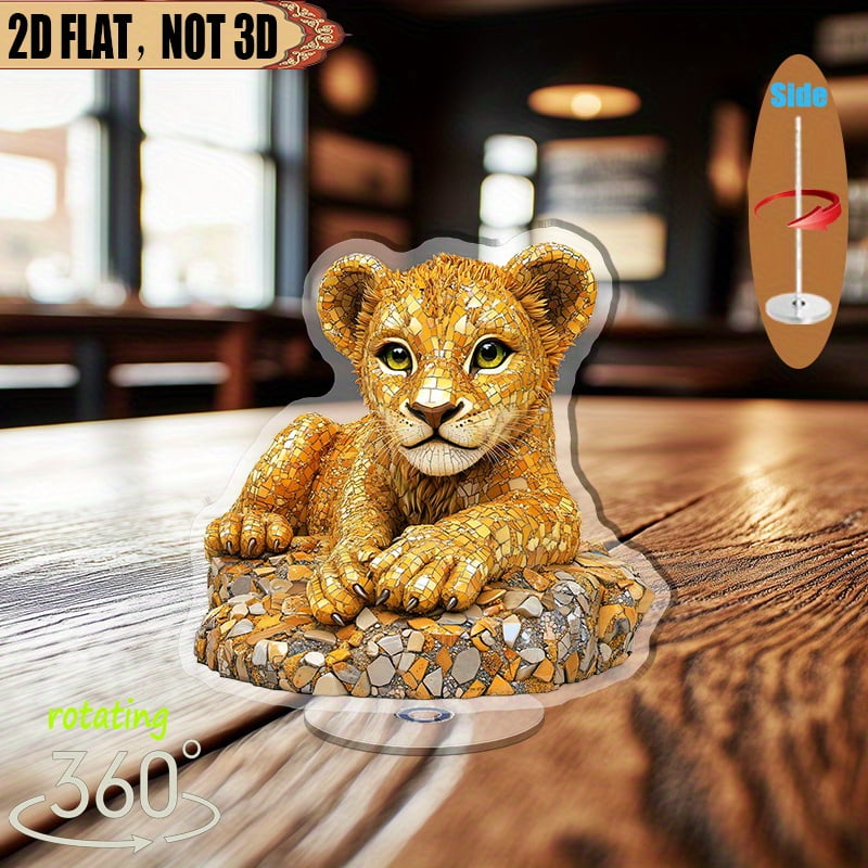 1pc 2d flat Rotating acrylic display featuring a majestic lion cub ...