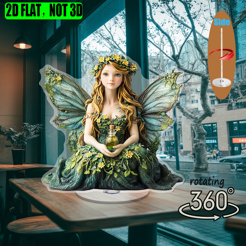 1pc 2d flat Rotating acrylic display featuring a meadow sprite with ...