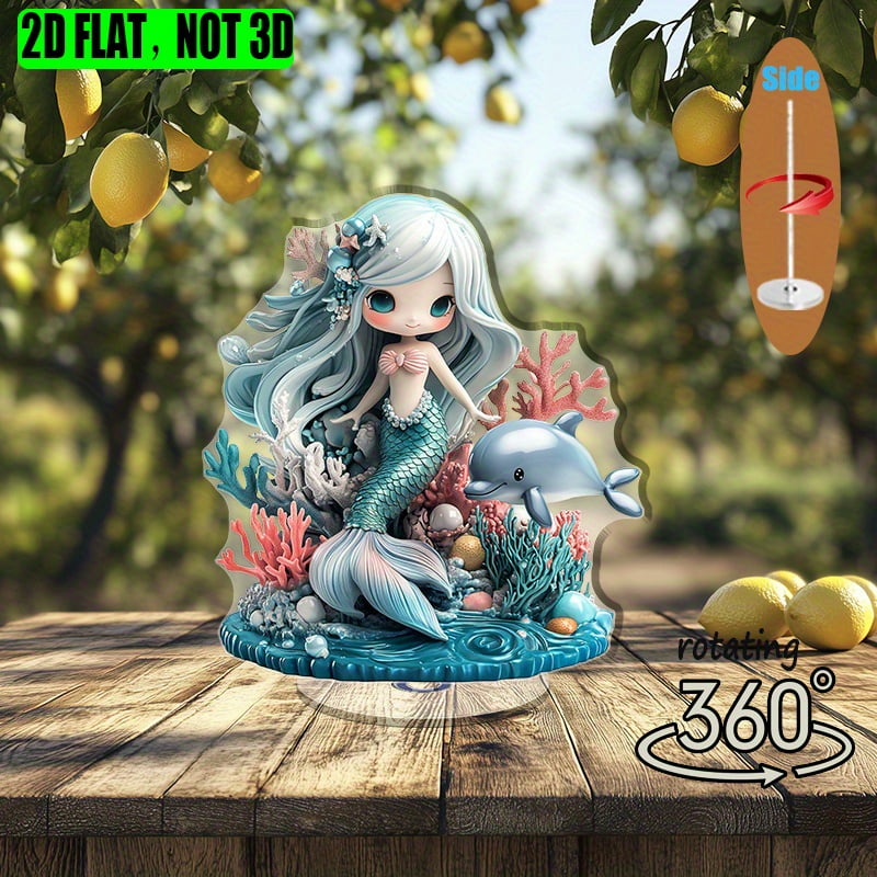1pc 2d flat Rotating acrylic display featuring a mesmerizing silver ...