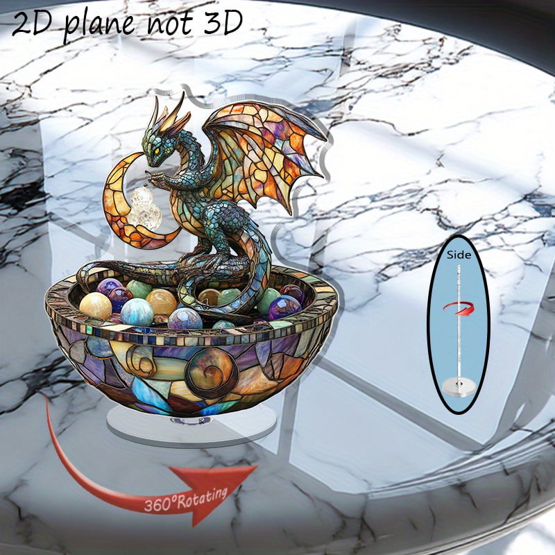 1pc 2d flat Rotating acrylic display featuring a moonlit dragonlet and ...