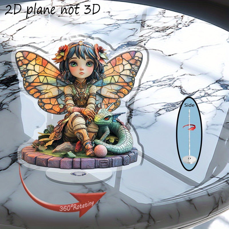 1pc 2d flat Rotating acrylic display featuring a moth-winged spirit ...