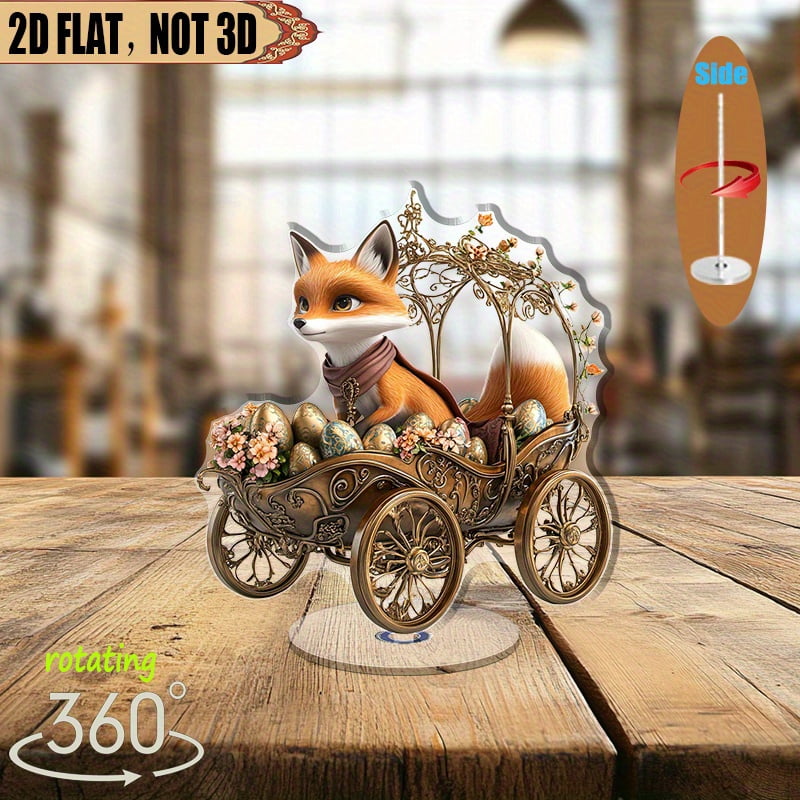 1pc 2d flat Rotating acrylic display featuring a playful fox in an ...