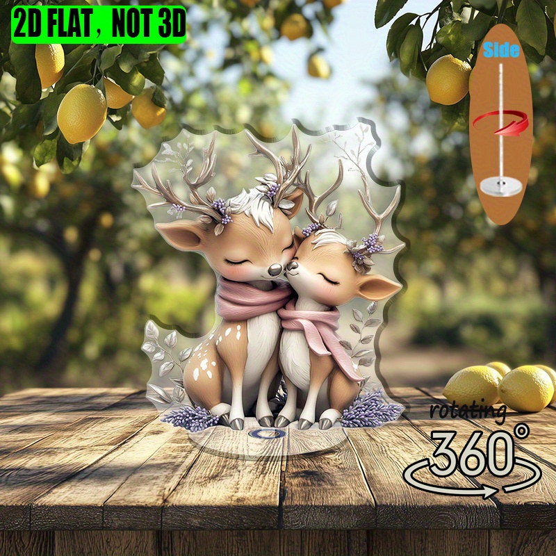 1pc 2d flat Rotating acrylic display featuring a playful reindeer ...