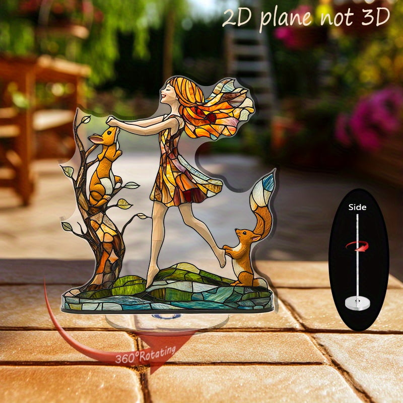 1pc 2d flat Rotating acrylic display featuring a playful scene of a ...