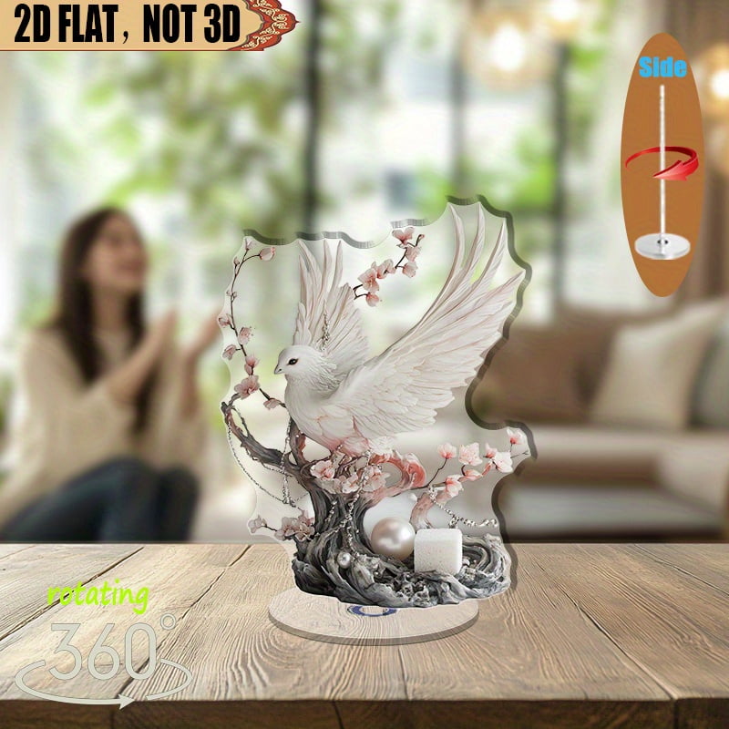 1pc 2d flat Rotating acrylic display featuring a porcelain bird's wing ...