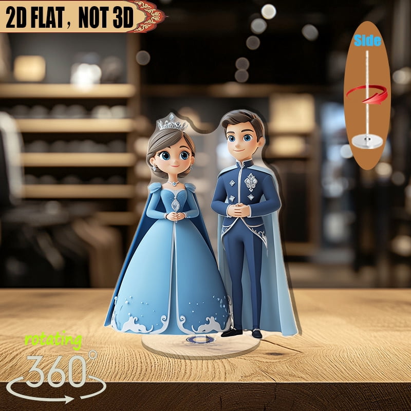 1pc 2d flat Rotating acrylic display featuring a princess in a dazzling ...