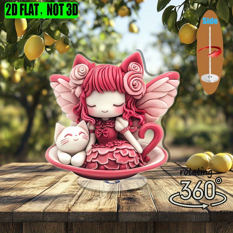 1pc 2d flat Rotating acrylic display featuring a raspberry fairy in a ...