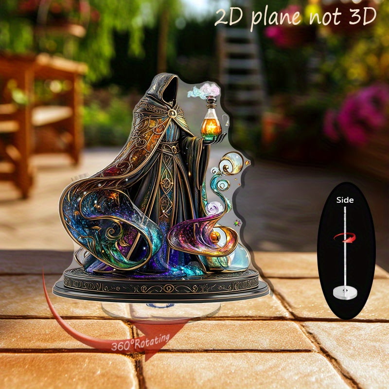 1pc 2d flat Rotating acrylic display featuring a regal alchemist releasing iridescent mist ideal ...