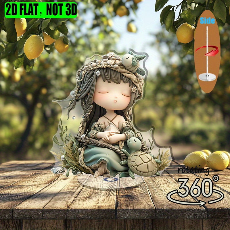 1pc 2d flat Rotating acrylic display featuring a seaweed-gowned seeker ...