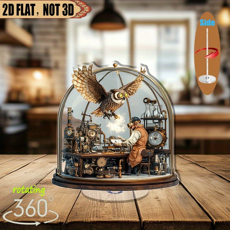 1pc 2d flat Rotating acrylic display featuring a steampunk laboratory ...