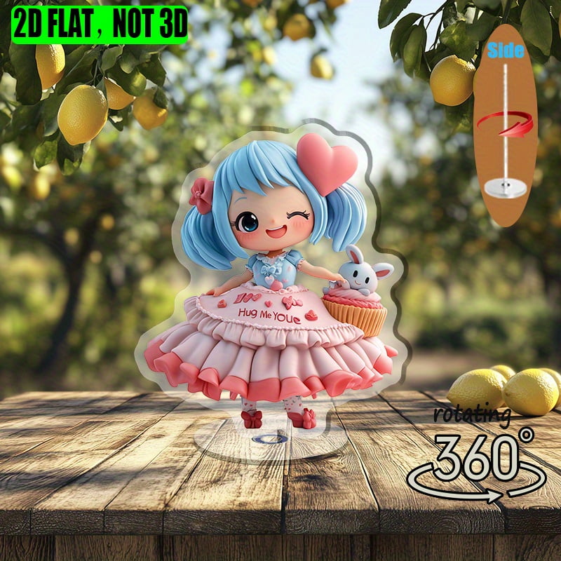 1pc 2d flat Rotating acrylic display featuring a sweet candy heart ...