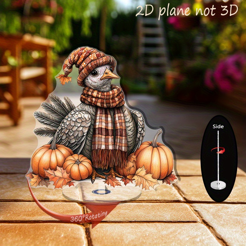 1pc 2d flat Rotating acrylic display featuring a turkey in autumn ...