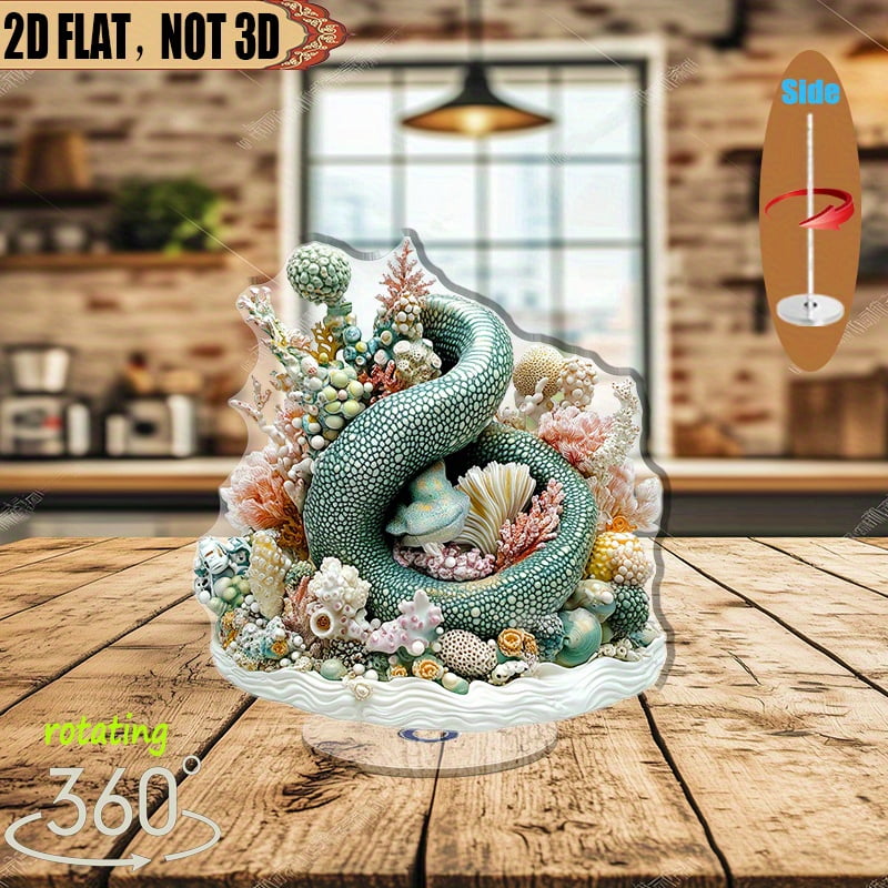 1pc 2d flat Rotating acrylic display featuring a vibrant coral reef ...