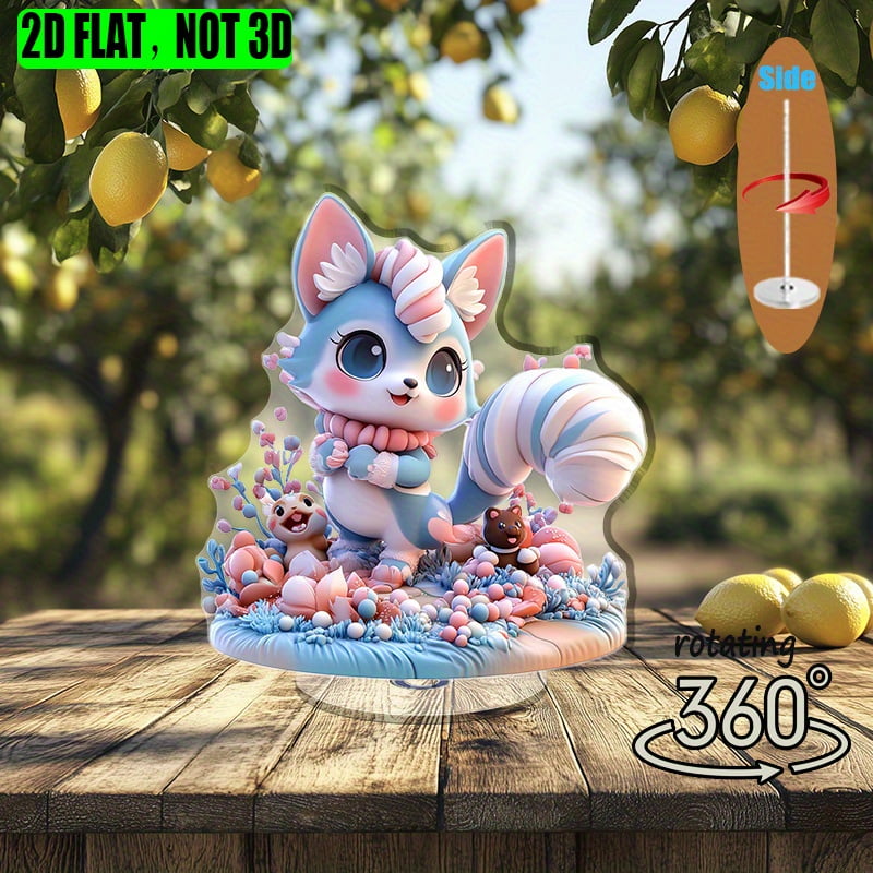 1pc 2d flat Rotating acrylic display featuring a whimsical blueberry ...