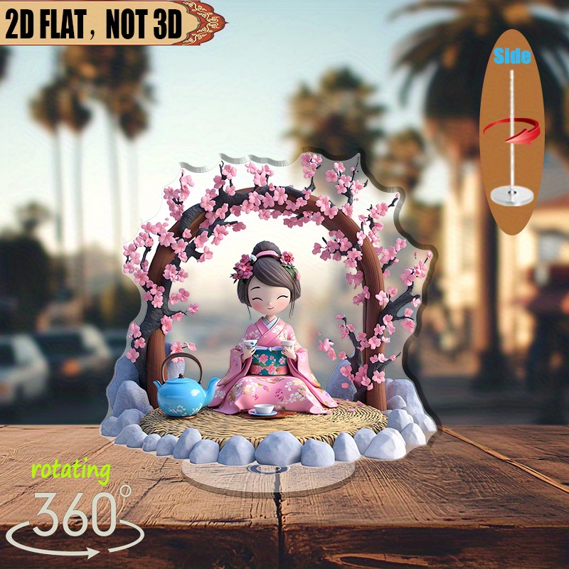 1pc 2d flat Rotating acrylic display featuring a woman in traditional ...