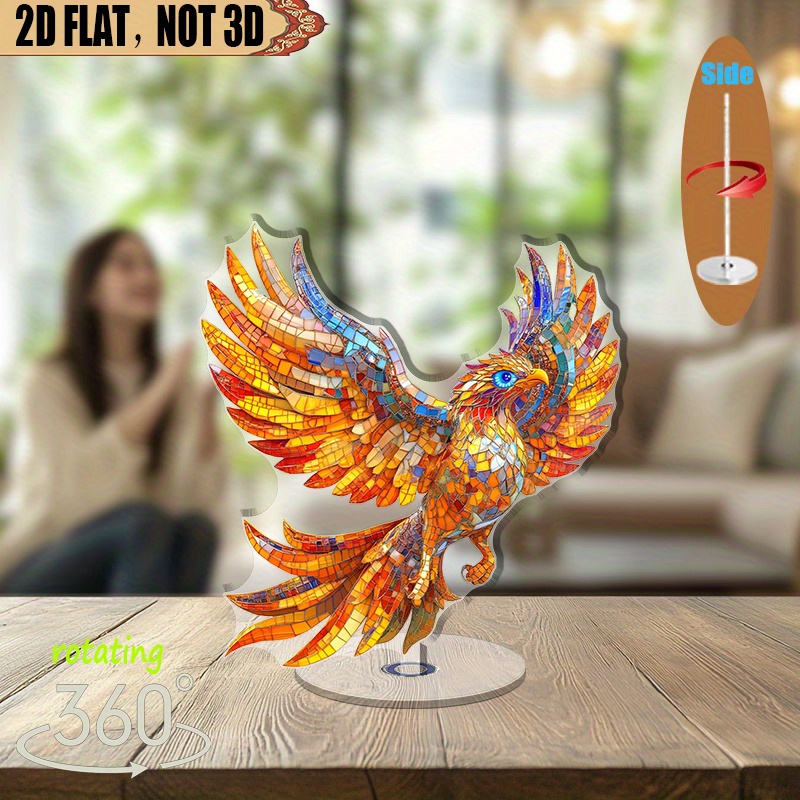 1pc 2d flat Rotating acrylic display piece featuring a stunning phoenix ...